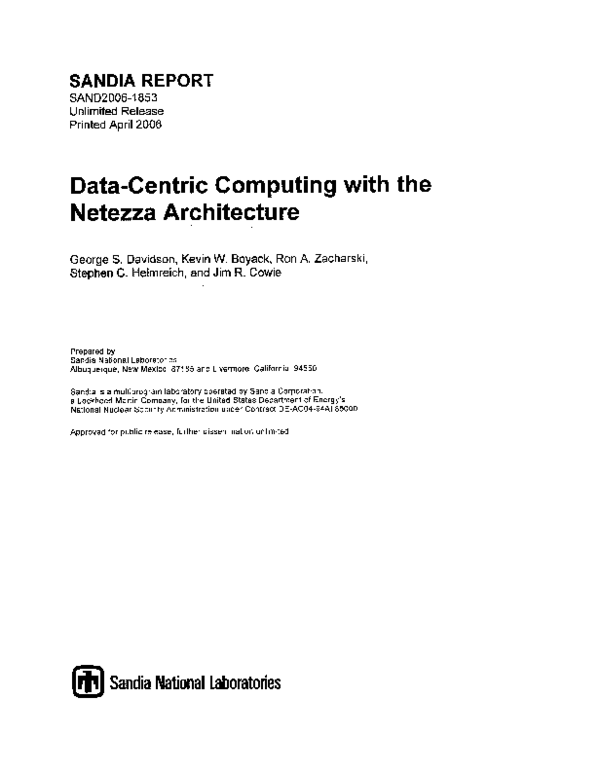 (PDF) Netezza Architecture for Scientific Computing