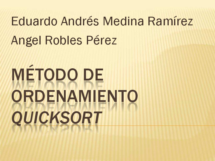 (PDF) MÉTODO DE ORDENAMIENTO QUICKSORT