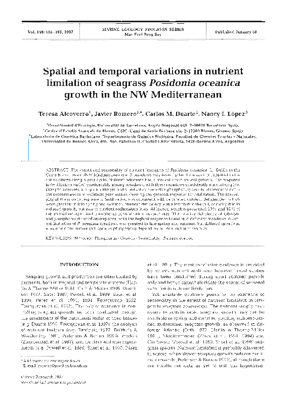 Pdf Spatial And Temporal Variations In Nutrient Limitation Of