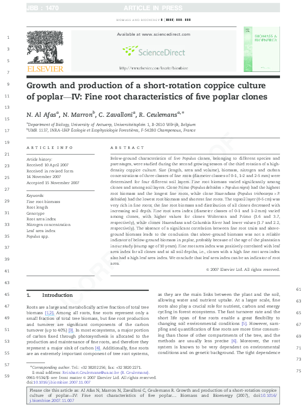 (PDF) Growth and production of a short rotation coppice culture of ...
