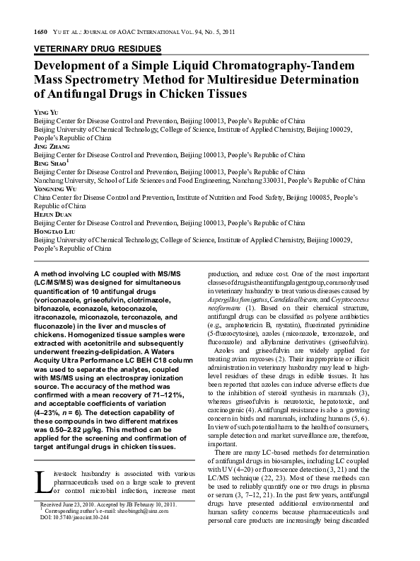 (PDF) Development of a simple liquid chromatography-tandem mass spectrometry method for ...
