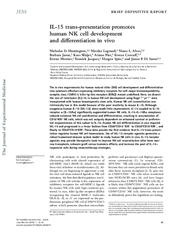 (PDF) IL-15 trans-presentation promotes human NK cell development and ...