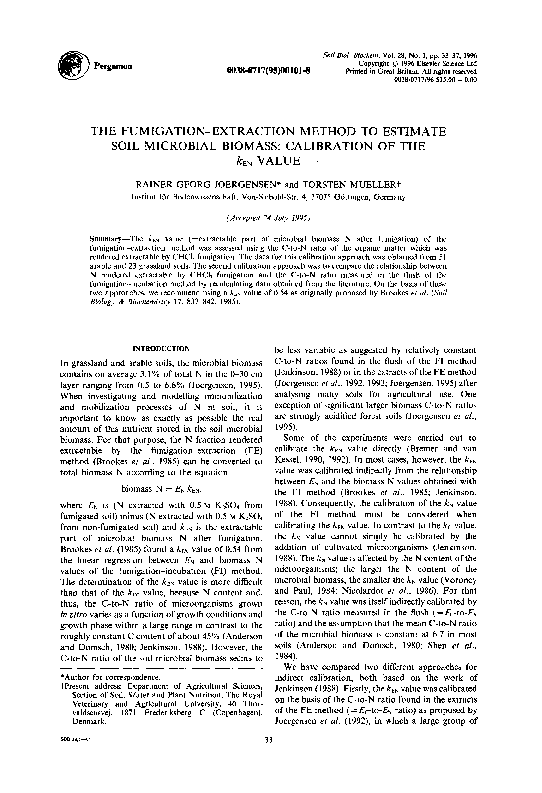 (PDF) The fumigation-extraction method to estimate soil microbial ...