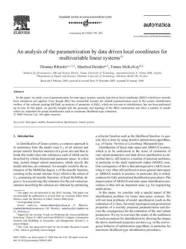 Pdf An Analysis Of The Parametrization By Data Driven Local