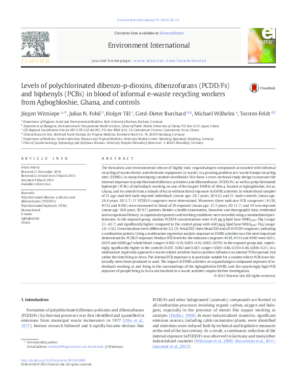 (PDF) Levels of polychlorinated dibenzo-p-dioxins, dibenzofurans (PCDD/Fs) and biphenyls (PCBs ...