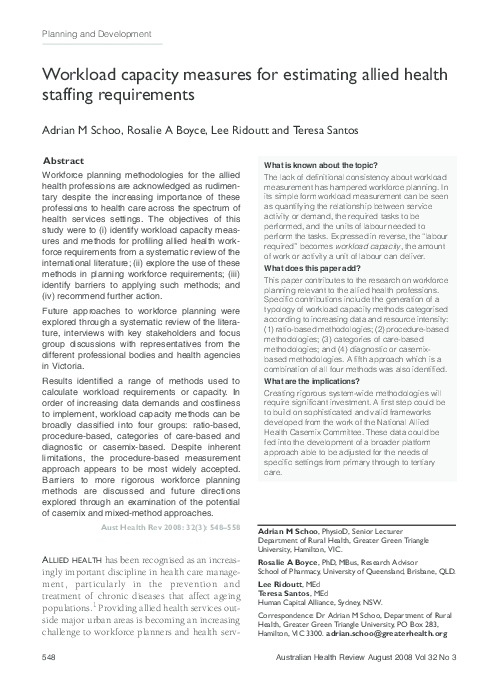(PDF) Workload capacity measures for estimating allied health staffing ...