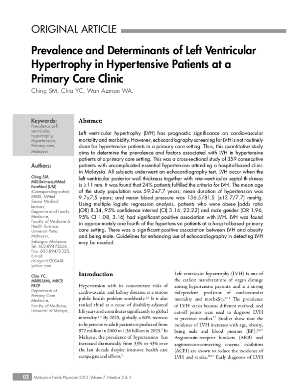 (PDF) Prevalence of left ventricular hypertrophy and cardiac ...