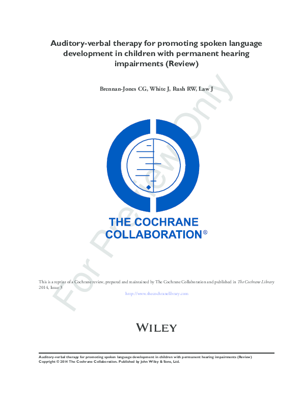 (PDF) Auditory-verbal therapy for promoting spoken language development ...