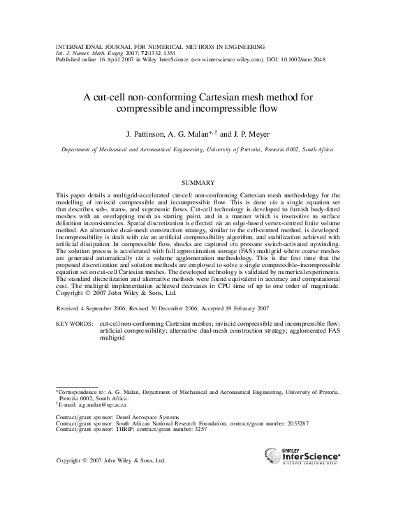 (PDF) A cut-cell non-conforming Cartesian mesh method for compressible ...