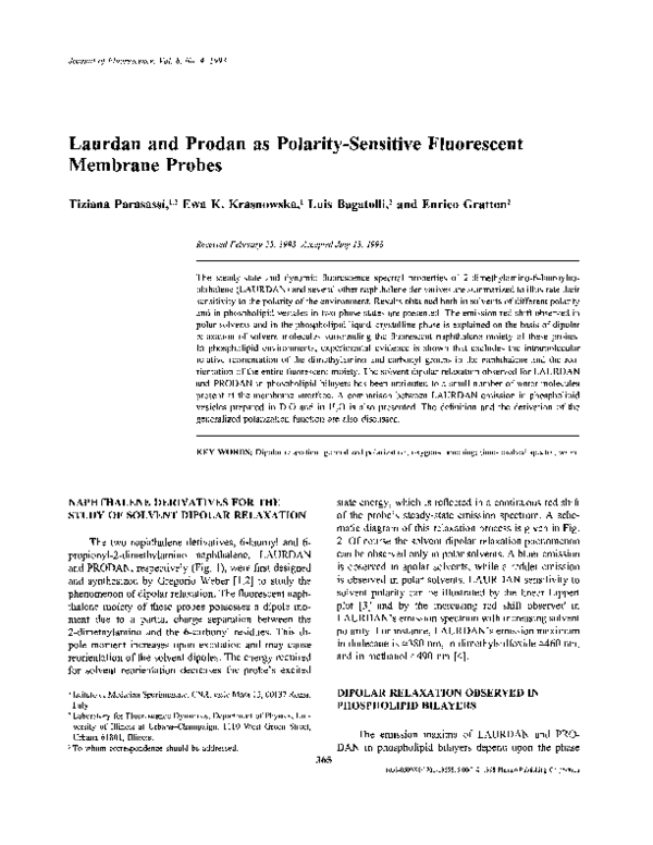 (PDF) Laurdan and Prodan as polarity-sensitive fluorescent membrane probes