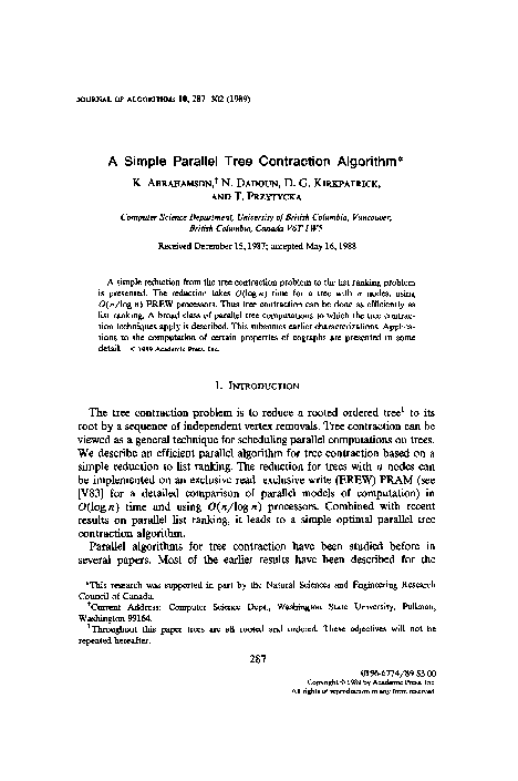Pdf A Simple Parallel Tree Contraction Algorithm Jean Berstel