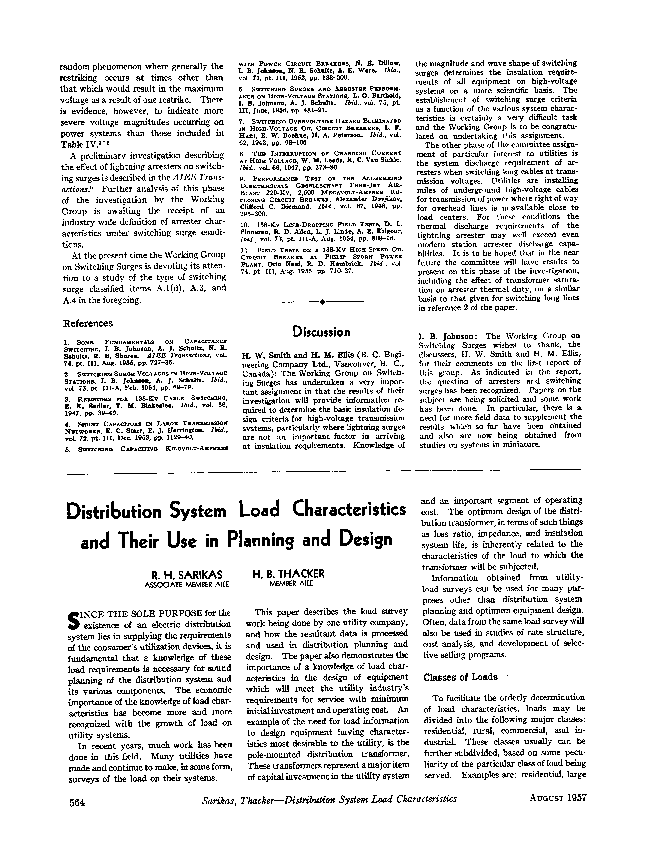 (PDF) Distribution System Load Characteristics and Their Use in Planning and Design