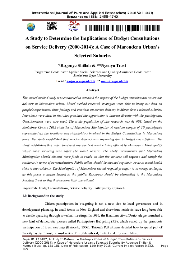 (DOC) A Study to Determine the Implications of Budget Consultations on ...