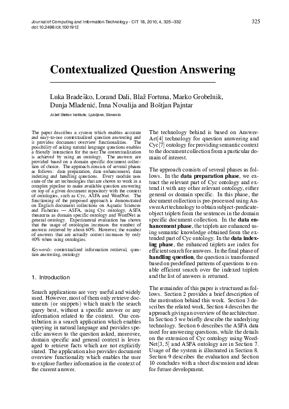 (PDF) Contextualized question answering | Marko Grobelnik - Academia.edu