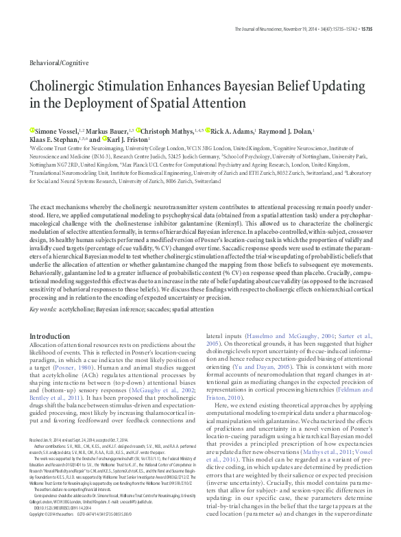 (PDF) Cholinergic stimulation enhances bayesian belief updating in the deployment of spatial ...