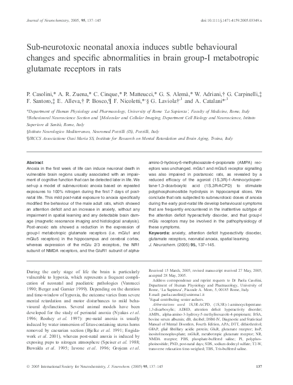 (PDF) Sub-neurotoxic neonatal anoxia induces subtle behavioural changes ...
