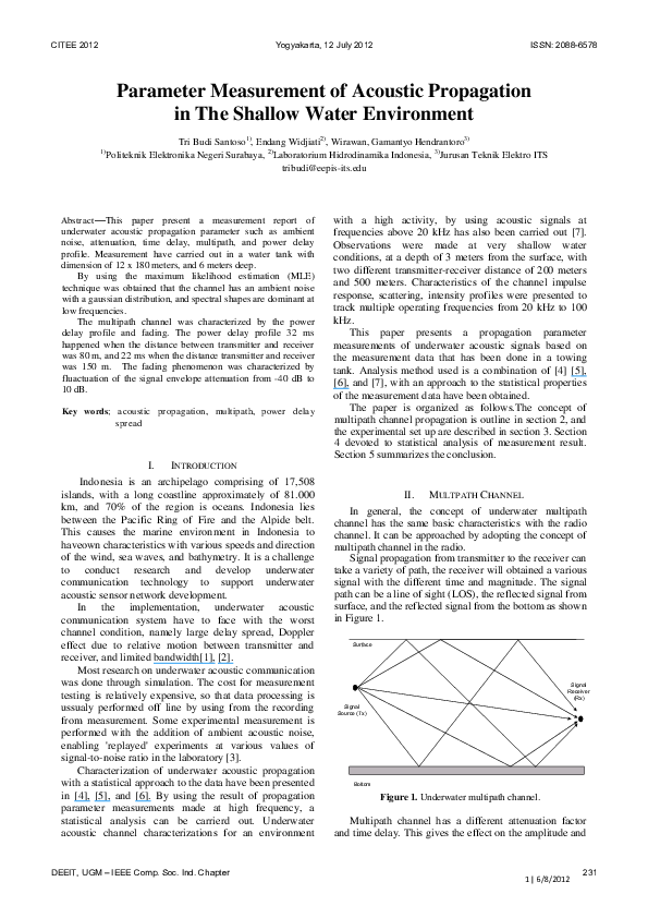 (PDF) Parameter Measurement of Acoustic Propagation in The Shallow Water Environment
