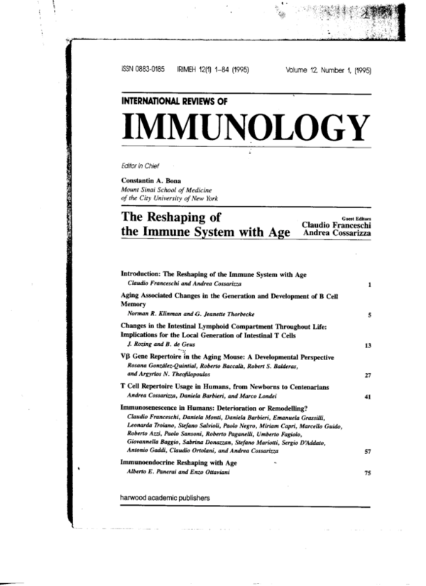 (PDF) Immunosenescence in Humans: Deterioration or Remodelling?