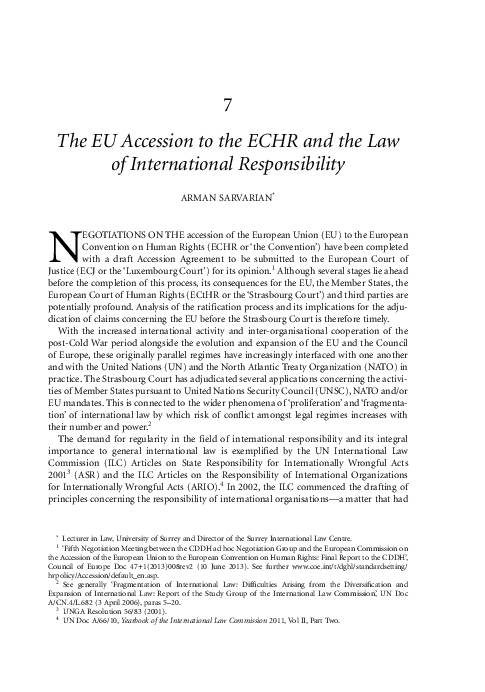 (PDF) The EU Accession to the ECHR and the Law of International ...