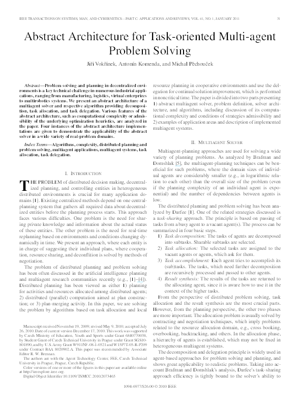 (PDF) Abstract Architecture for Task-oriented Multi-agent Problem Solving (PDF) Abstract Architecture for Task-oriented Multi-agent Problem Solving