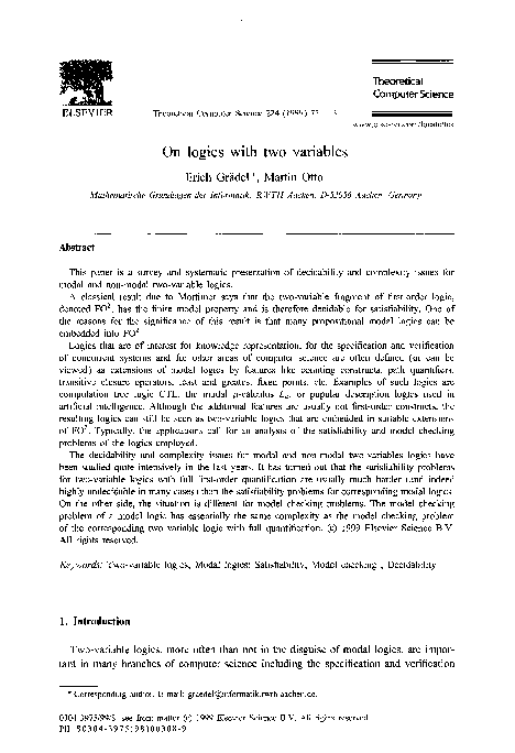 (PDF) On logics with two variables