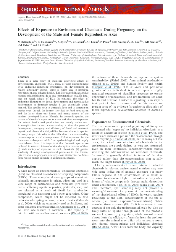 (PDF) Effects of Exposure to Environmental Chemicals During Pregnancy ...