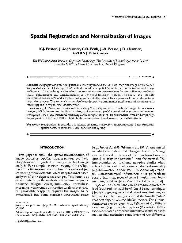 (PDF) Spatial registration and normalization of images