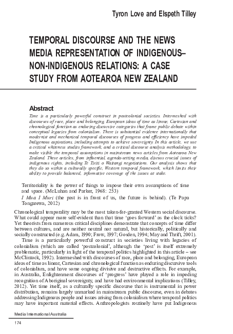 (PDF) Temporal discourse and the news media representation of Indigenous–non-Indigenous ...
