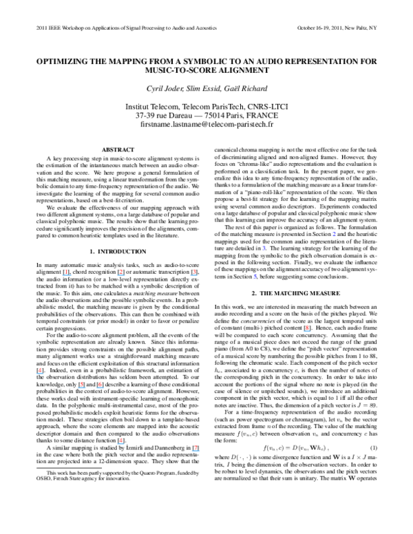 (PDF) Optimizing the mapping from a symbolic to an audio representation ...