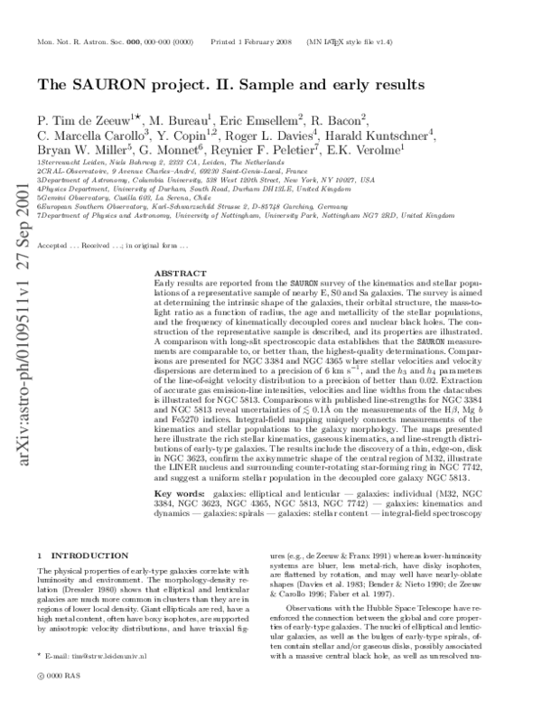 (PDF) The SAURON project -- II. Sample and early results