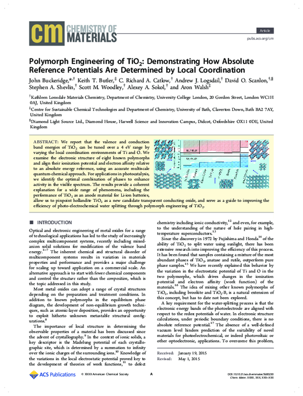 (PDF) Polymorph Engineering of TiO 2 : Demonstrating How Absolute ...