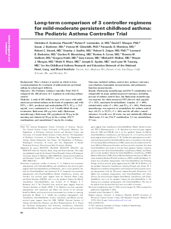 (PDF) Long-term comparison of 3 controller regimens for mild-moderate ...