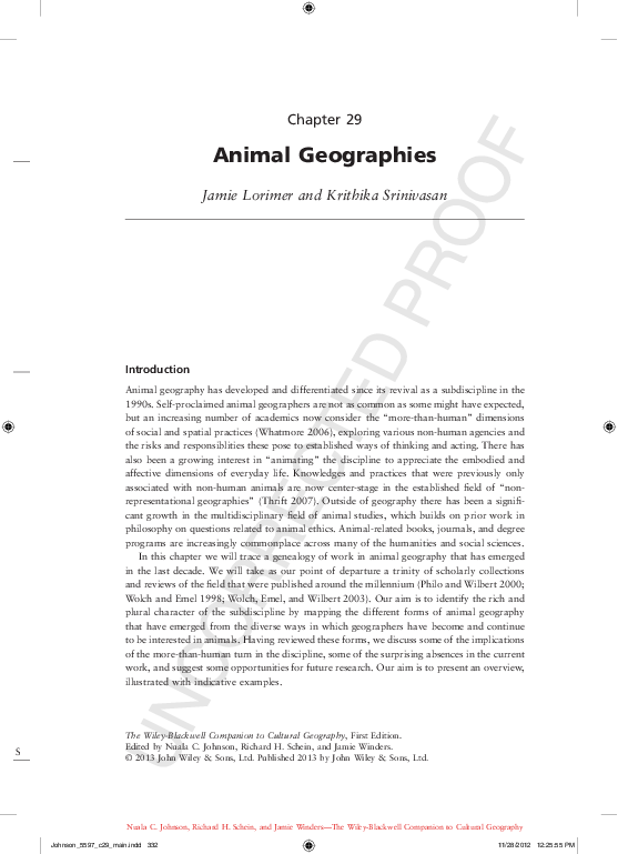 (PDF) Animal Geographies