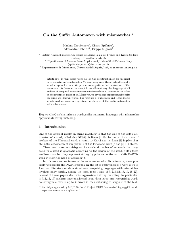 (PDF) On the Suffix Automaton with Mismatches