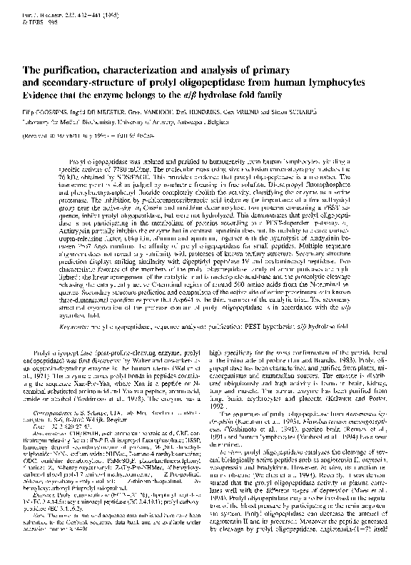 (PDF) The Purification, Characterization and Analysis of Primary and ...