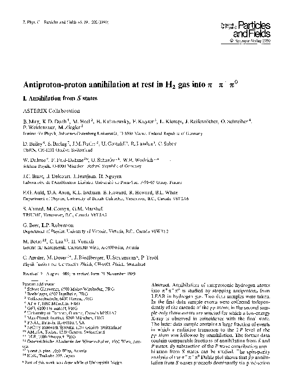 (PDF) Antiproton-proton annihilation at rest in H2 gas into π+ π− π0