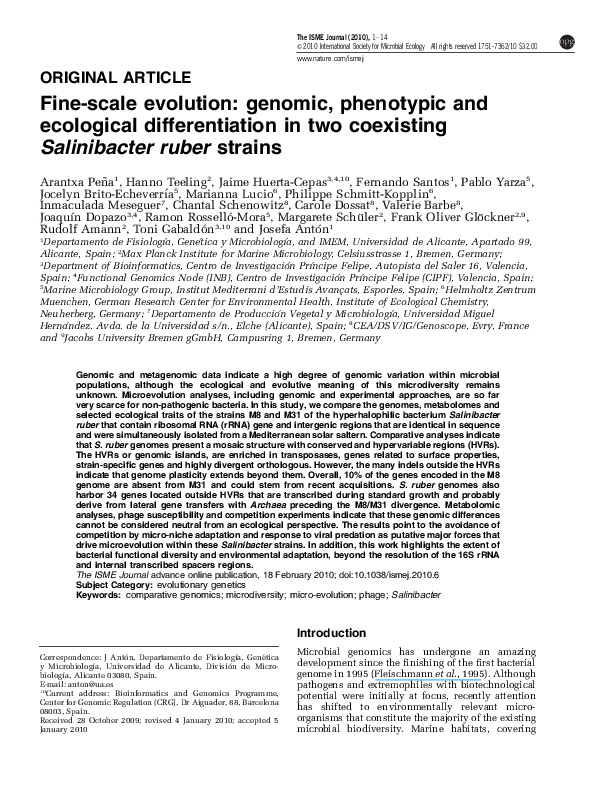 (PDF) Fine-scale evolution: genomic, phenotypic and ecological ...