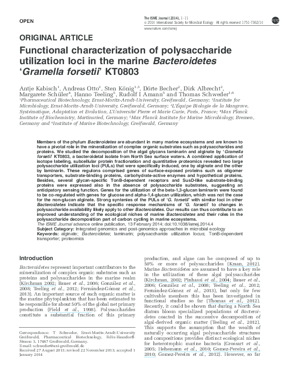 (PDF) Functional characterization of polysaccharide utilization loci in ...