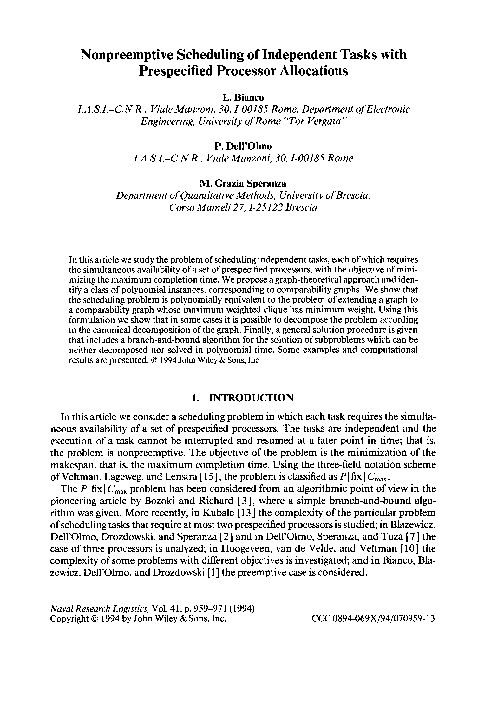 (PDF) Nonpreemptive scheduling of independent tasks with prespecified processor allocations