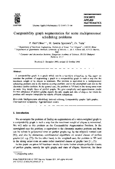 (PDF) Comparability graph augmentation for some multiprocessor scheduling problems