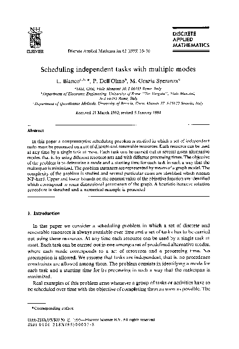 (PDF) Scheduling independent tasks with multiple modes