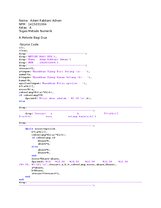 (DOC) Algoritma Metode bagi dua dan Metode palsu
