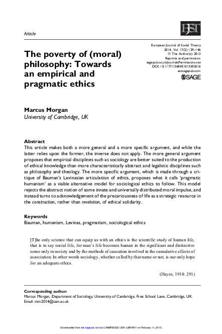 (PDF) The Poverty of (Moral) Philosophy: Towards an empirical and ...