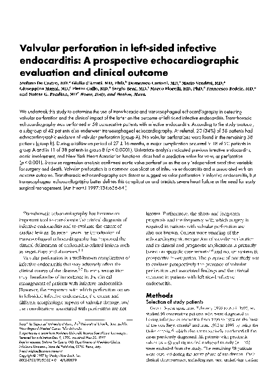 (PDF) Valvular perforation in left-sided infective endocarditis: A ...