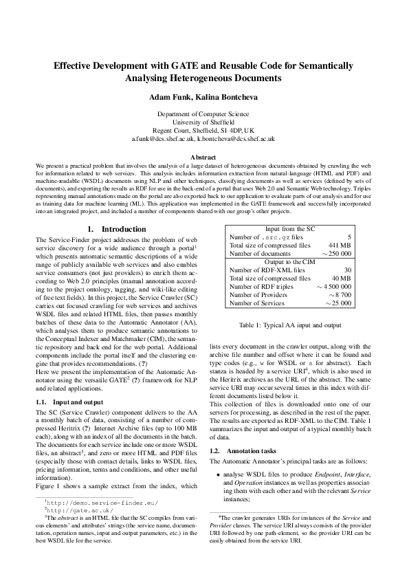 Pdf Effective Development With Gate And Reusable Code For Semantically Analysing Heterogeneous