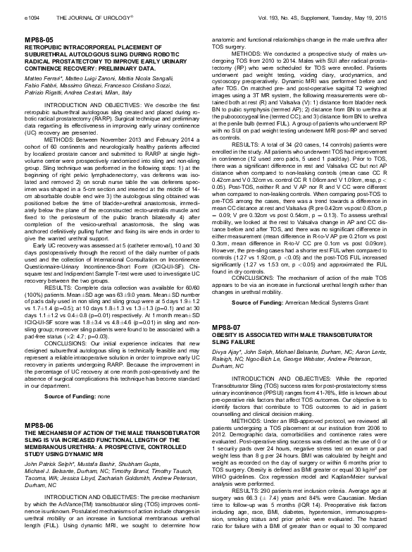 (PDF) MP88-06 the Mechanism of Action of the Male Transobturator Sling ...