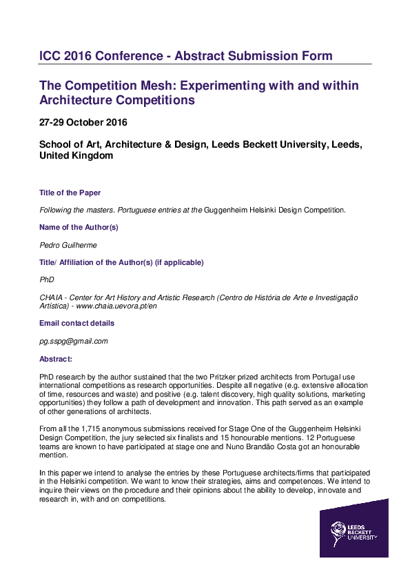 (PDF) The Competition Mesh: Experimenting with and within Architecture ...