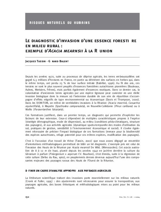 (PDF) Diagnostic d’invasion d’une essence forestière en milieu rural ...