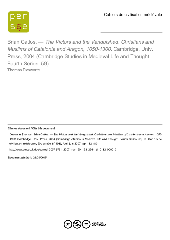 (PDF) Brian Catlos. — The Victors and the Vanquished. Christians and ...