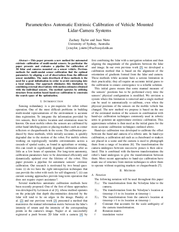 (PDF) Parameterless Automatic Extrinsic Calibration of Vehicle Mounted ...